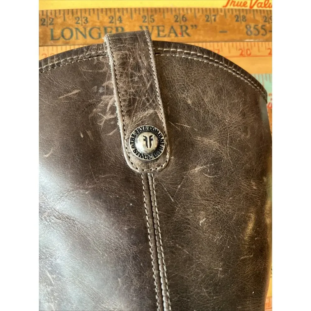 Frye | Shoes | Frye Gray Brown Leather Riding Boots Womens Western Size ...